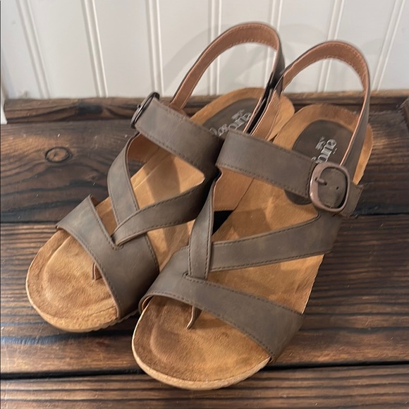 Sofft | Shoes | New Eurosoft Evelyn Wedge Brown Strappy Sandals | Poshmark